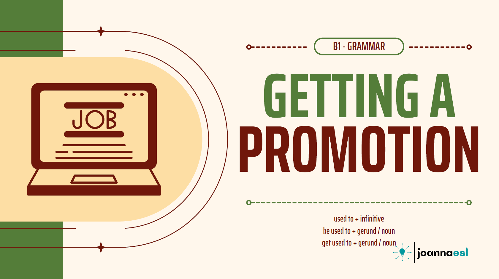 B1 – Getting a promotion (used to, be used to, get used to) – JoannaESL